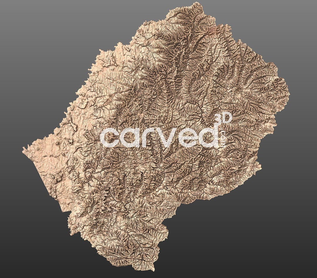 Lesotho Topographic Terrain 3D STL Map Model for CNC Milling and ...