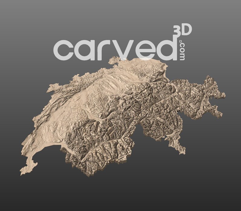 Switzerland Topographic Terrain 3D Map Model for CNC Milling and ...