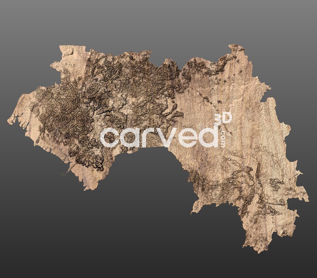 Guinea Topographic Terrain 3D STL Map Model for CNC Milling and ...