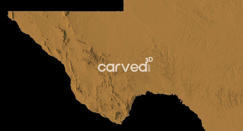 Texas State Topographic Terrain 3D Model STL Map Model for CNC Milling ...
