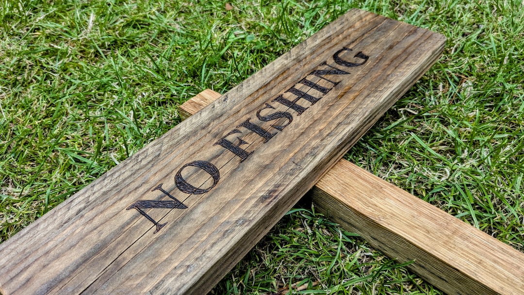 Large Wooden ‘no Fishing’ Garden Sign Hand Made Rustic Reclaimed ...