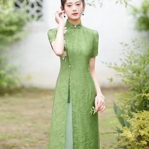 Green Qipao Dress Chinese Cheongsam Dress Traditional - Etsy