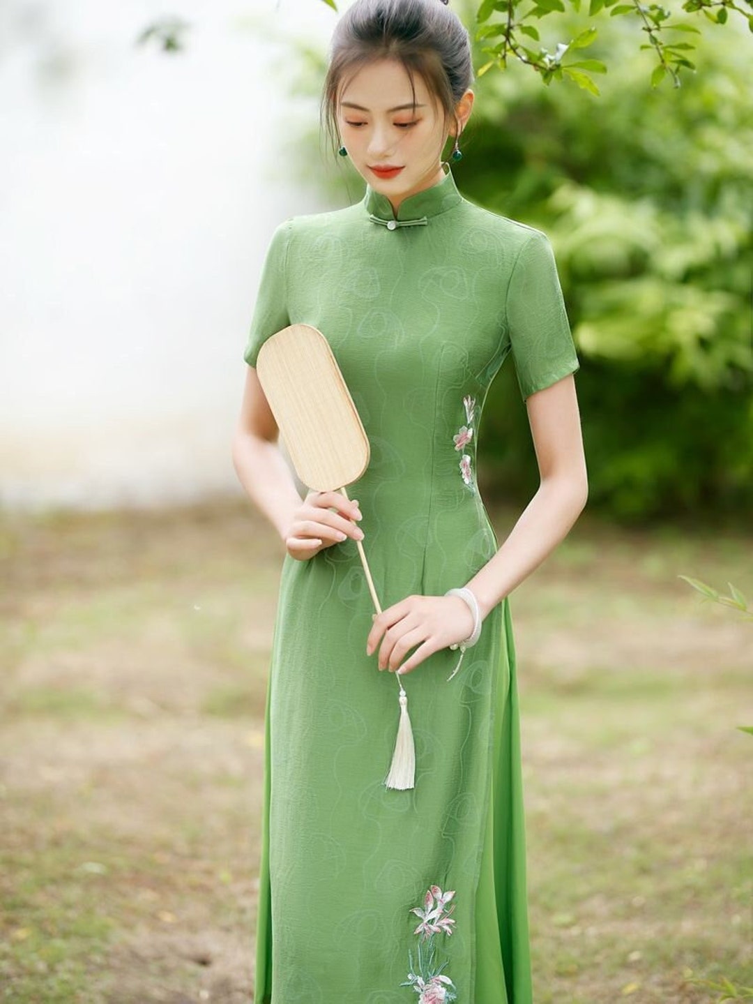 Green Qipao Dress Chinese Cheongsam Dress Traditional - Etsy