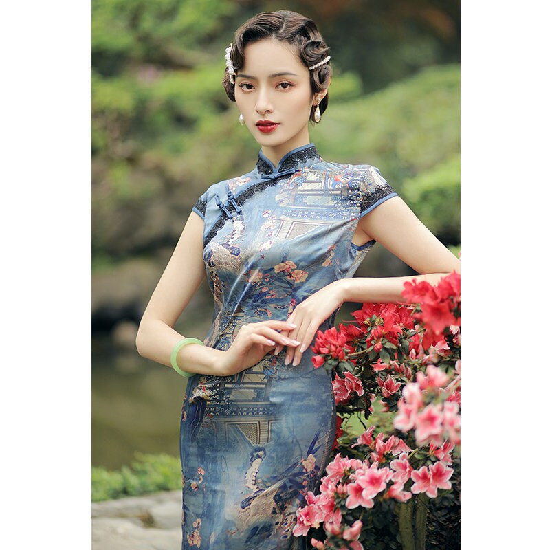 Cheongsam Top Blue