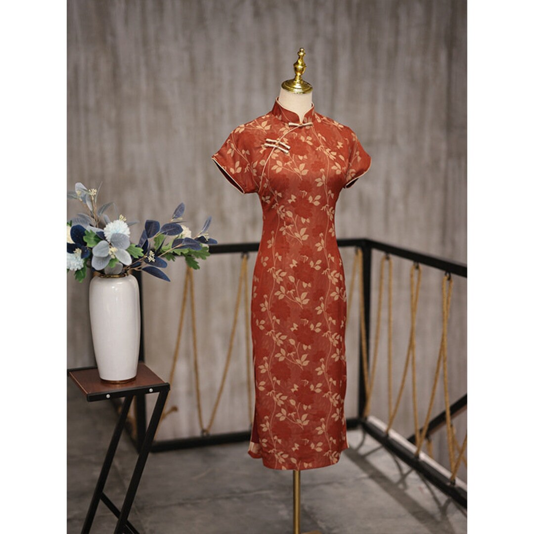 Modern Chinese Qipao Dress Classic Jacquard Flower Qipao - Etsy