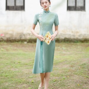 Green Qipao Dress Chinese Cheongsam Dress Traditional - Etsy