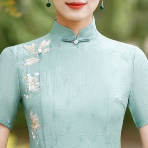 Green Qipao Dress Chinese Cheongsam Dress Traditional - Etsy