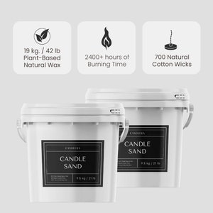 19kg/42lbs Bulk Candle Sand: Two Buckets +700 Wicks for Wedding Decor ...