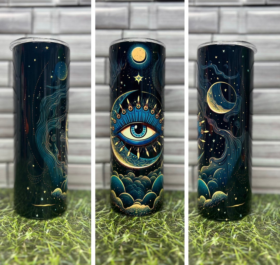 Evil Eye Tumbler, Evil Eye Moon 20oz Skinny Tumbler, Mystic Tumbler ...