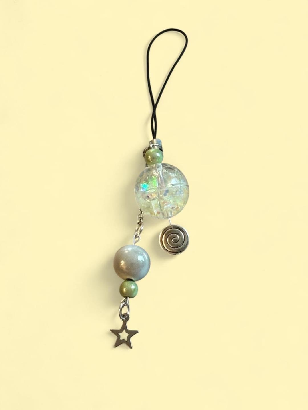 Frutiger Aero Weirdcore Phone Charm - Reflective Beads & Liquid Shaker ...