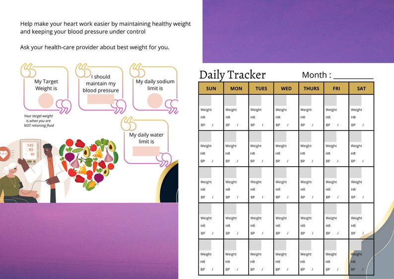 Heart Failure Self-care Diary, Blood Pressure, Heart Rate and Weight ...