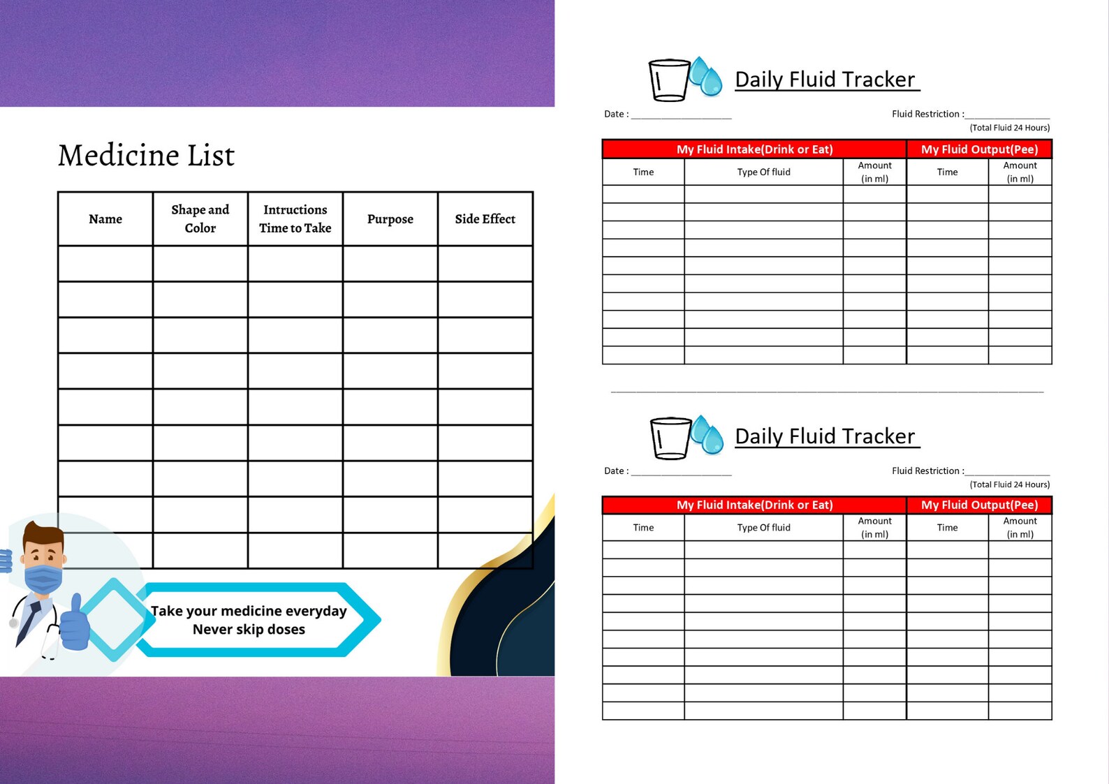 Heart Failure Self-care Diary, Blood Pressure, Heart Rate and Weight ...