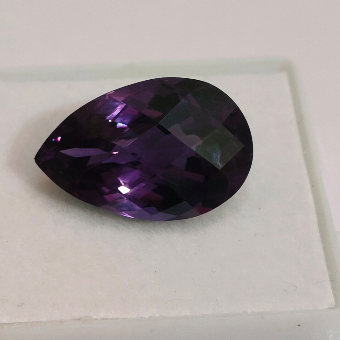 12.40 Ct Natural Alexandrite Pear Checker Cut Facet Color Changing ...