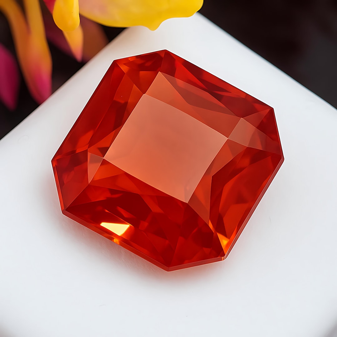 10 Ct Orange Sapphire Square Cut | Loose Faceted Gemstone for Ring ...