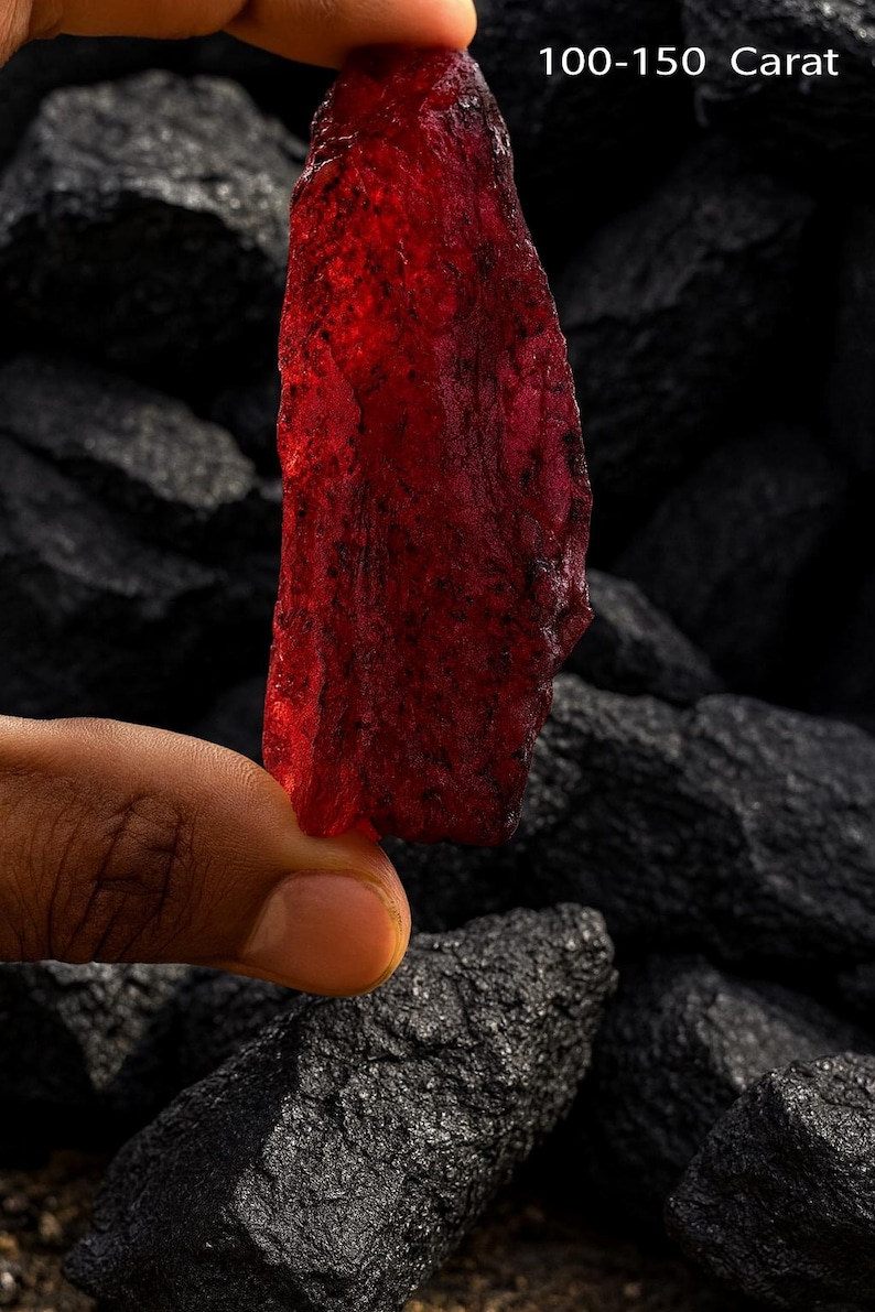 African Red Ruby Rough Gemstone: 150-1000 Ct Raw Ruby Crystal - Etsy