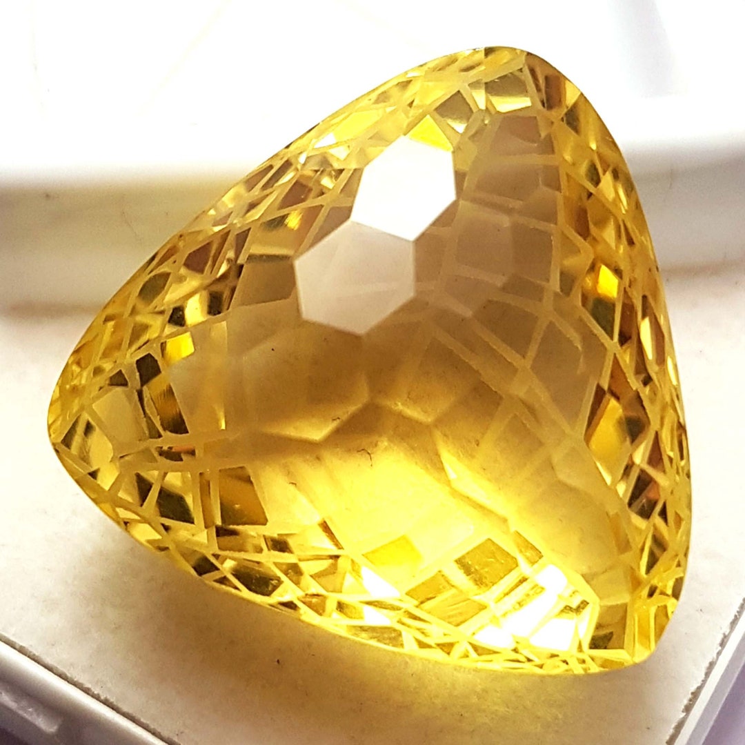 77.40 Ct Brazilian Trillion Cut Yellow Topaz AAA Quality Extremely Rare ...