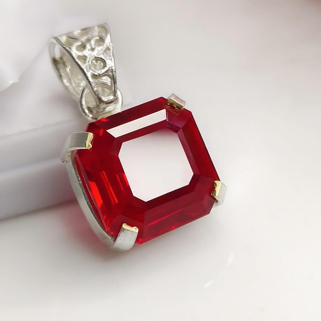 Exquisite Blood Red Mozambique Ruby Octagon Charm Pendant, Blood Red ...
