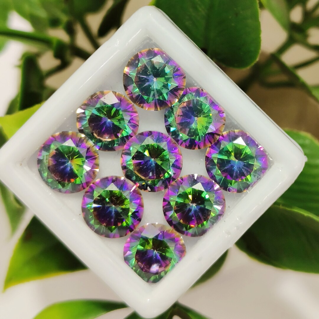 Mystic Topaz Cut Gemstone, Natural Mystic Zircon Round Cut Gemstone ...