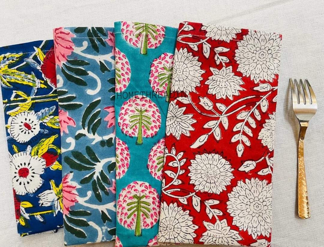 100pc Wholesale Lot of Napkins Set Cotton Hand Printed Mix and Match ...