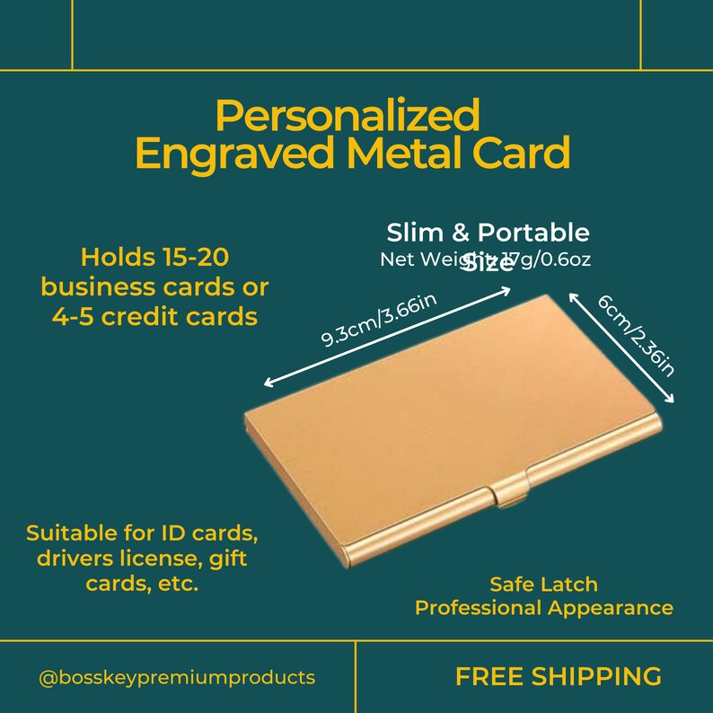 Custom Personalized Engraved Aluminum Business Name Card Credit Card ...