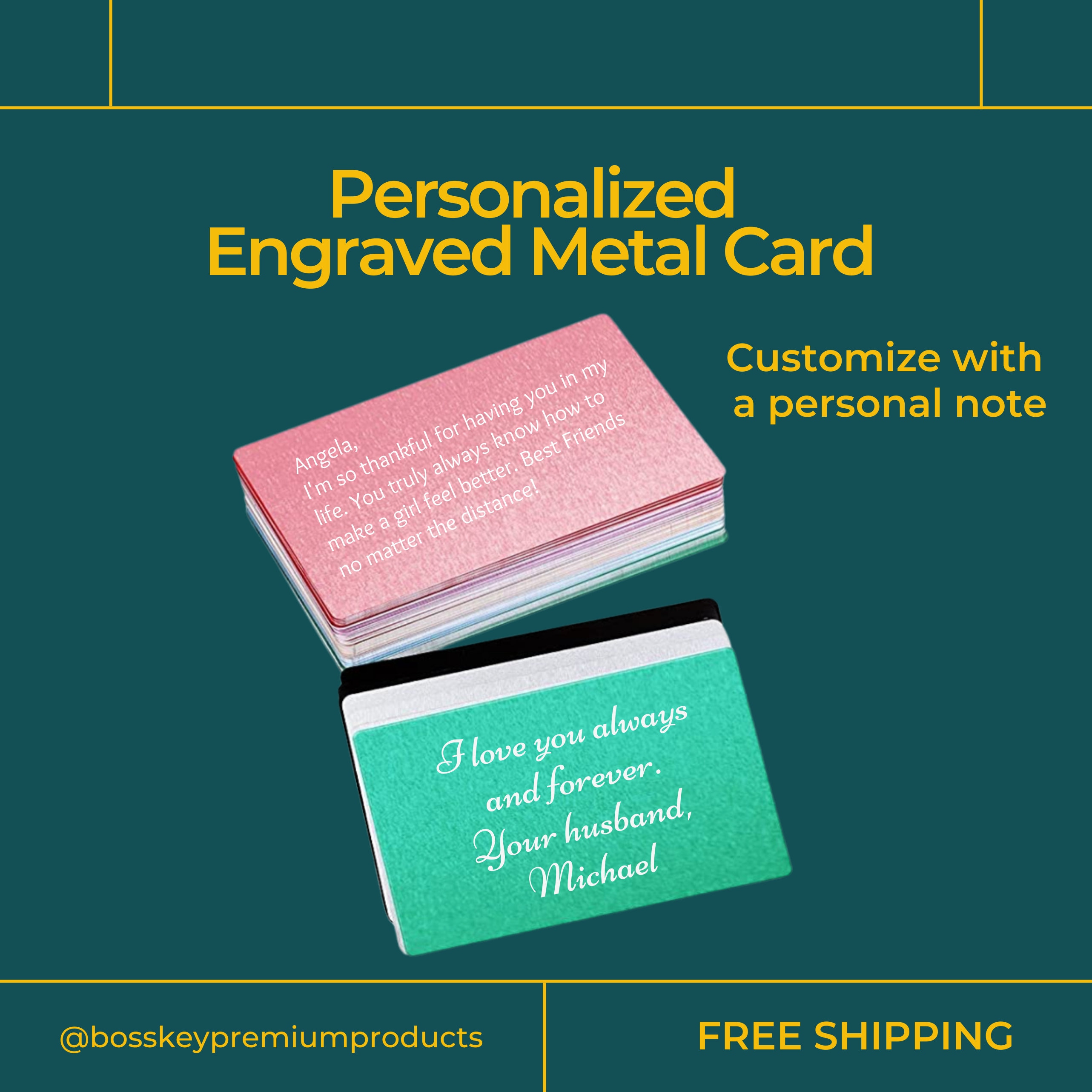 0.45mm Thick Anodized Aluminum Business Cards, Laser Engraved ...