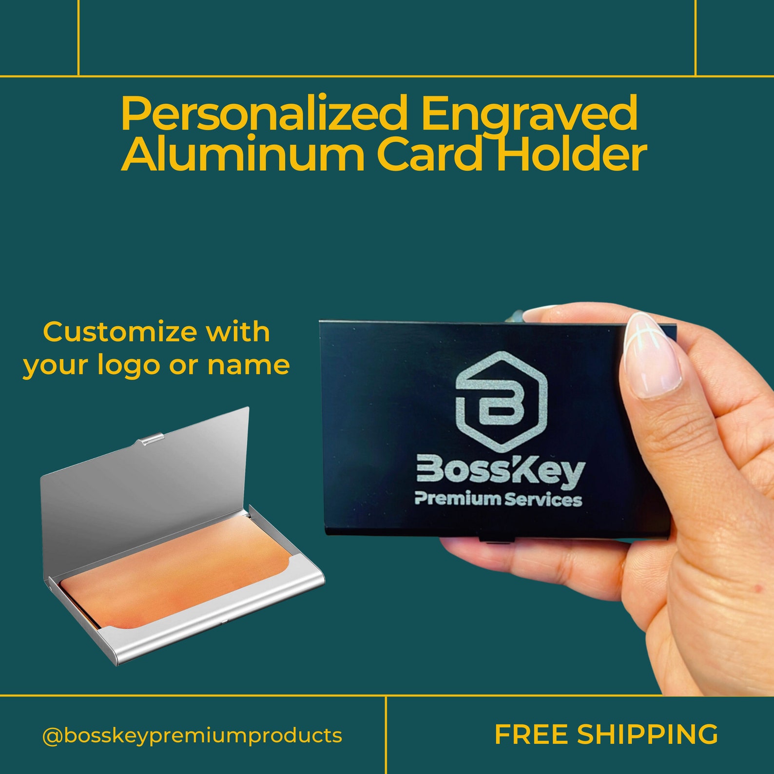 Custom Personalized Engraved Aluminum Business Name Card Credit Card ...