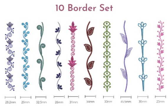 10 Floral Border Set Embroidery Design 10 Sizes | Etsy