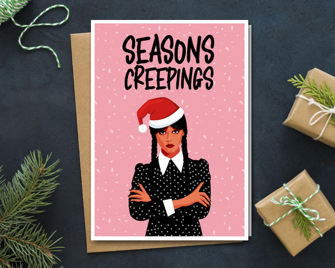Wednesday Addams Christmas Card. A6 Greetings Card, Addams Family ...