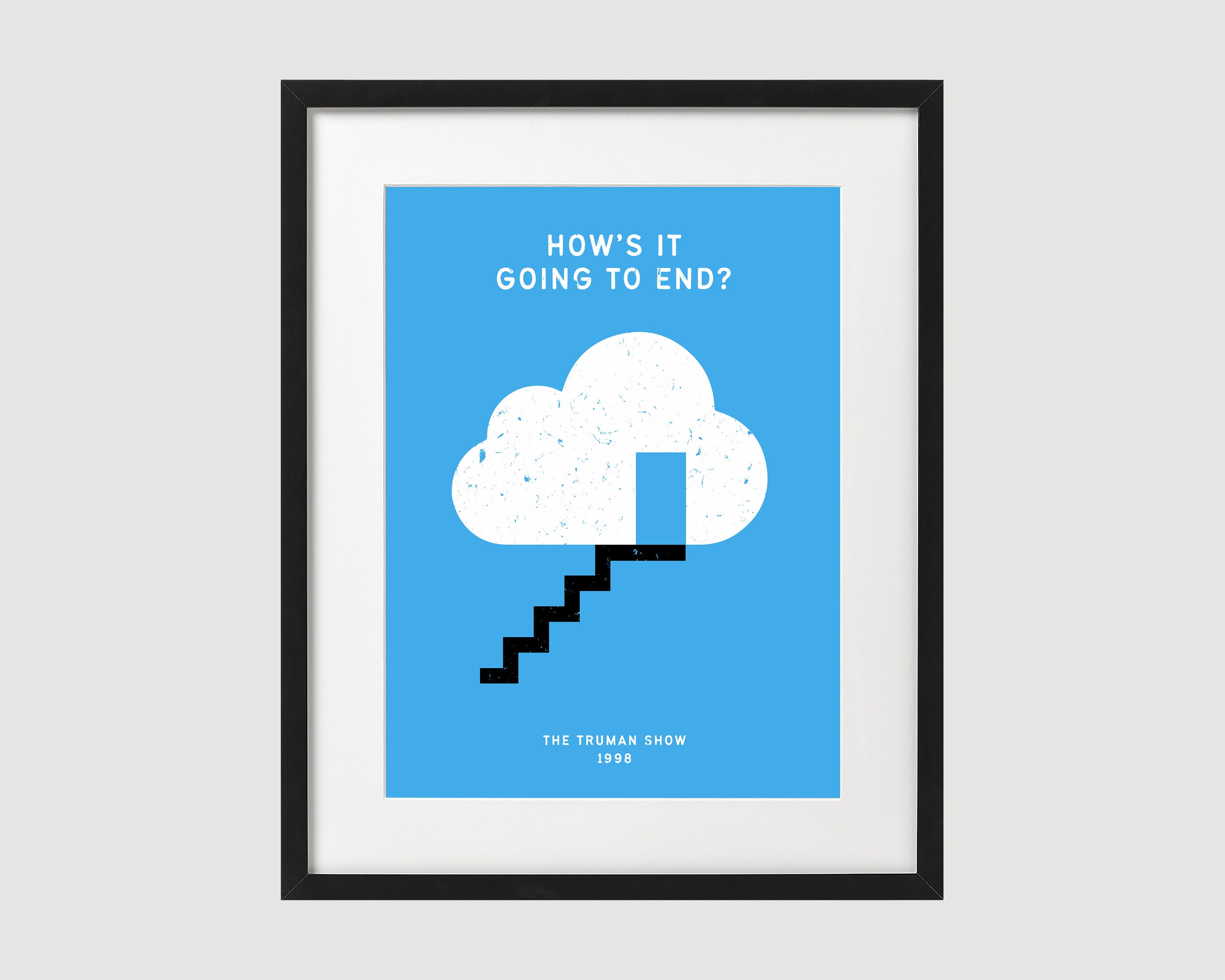 The Truman Show Print - Jim Carrey, Stairs, 90's, Movie Poster, Movie ...