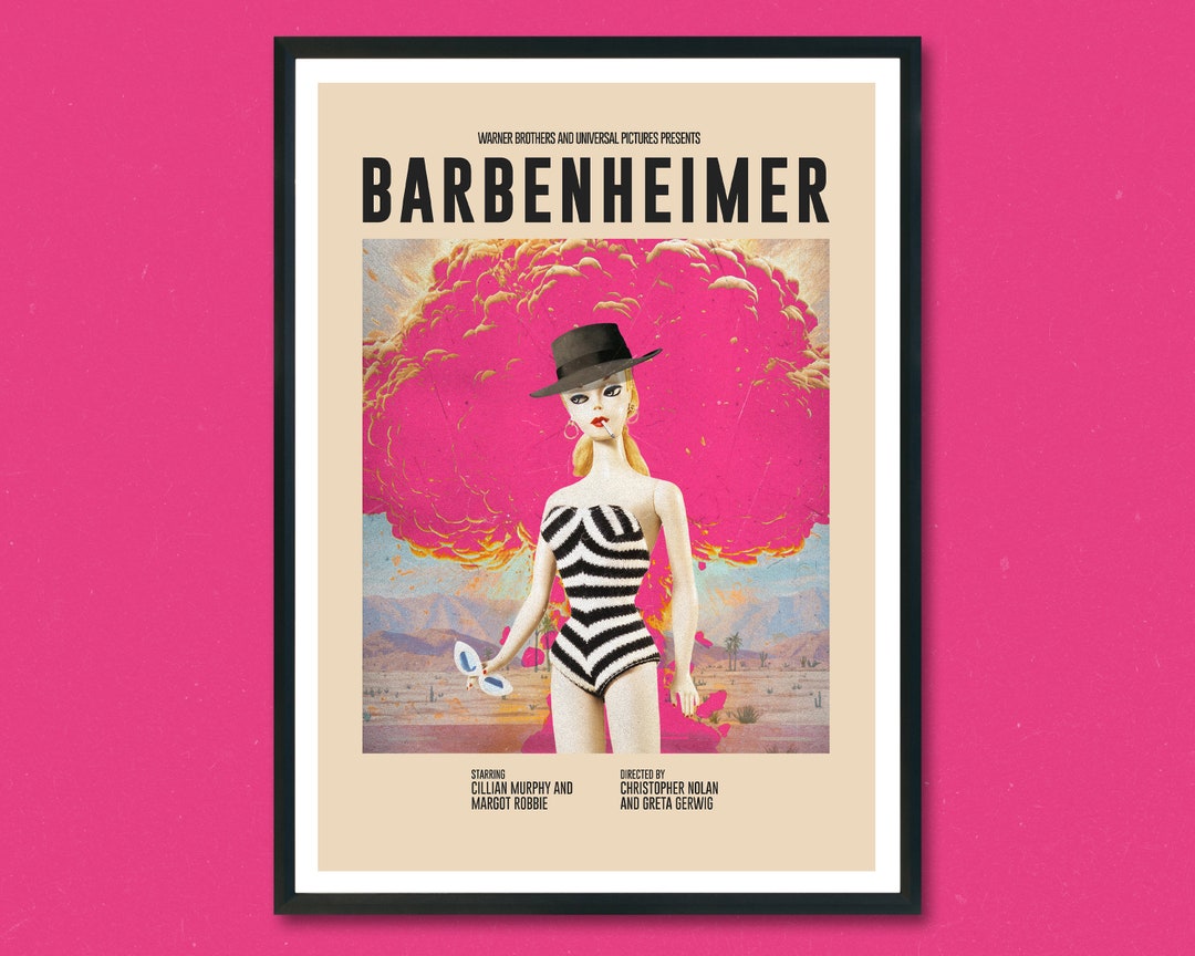 Barbenheimer Barbie Oppenheimer Movie Inspired Poster Print, Retro ...