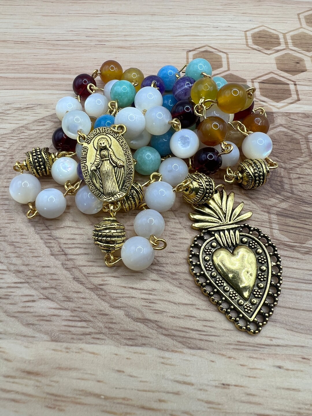 God is LOVE Sacred Heart Rainbow Pride Catholic Rosary Prayer Beads - Etsy