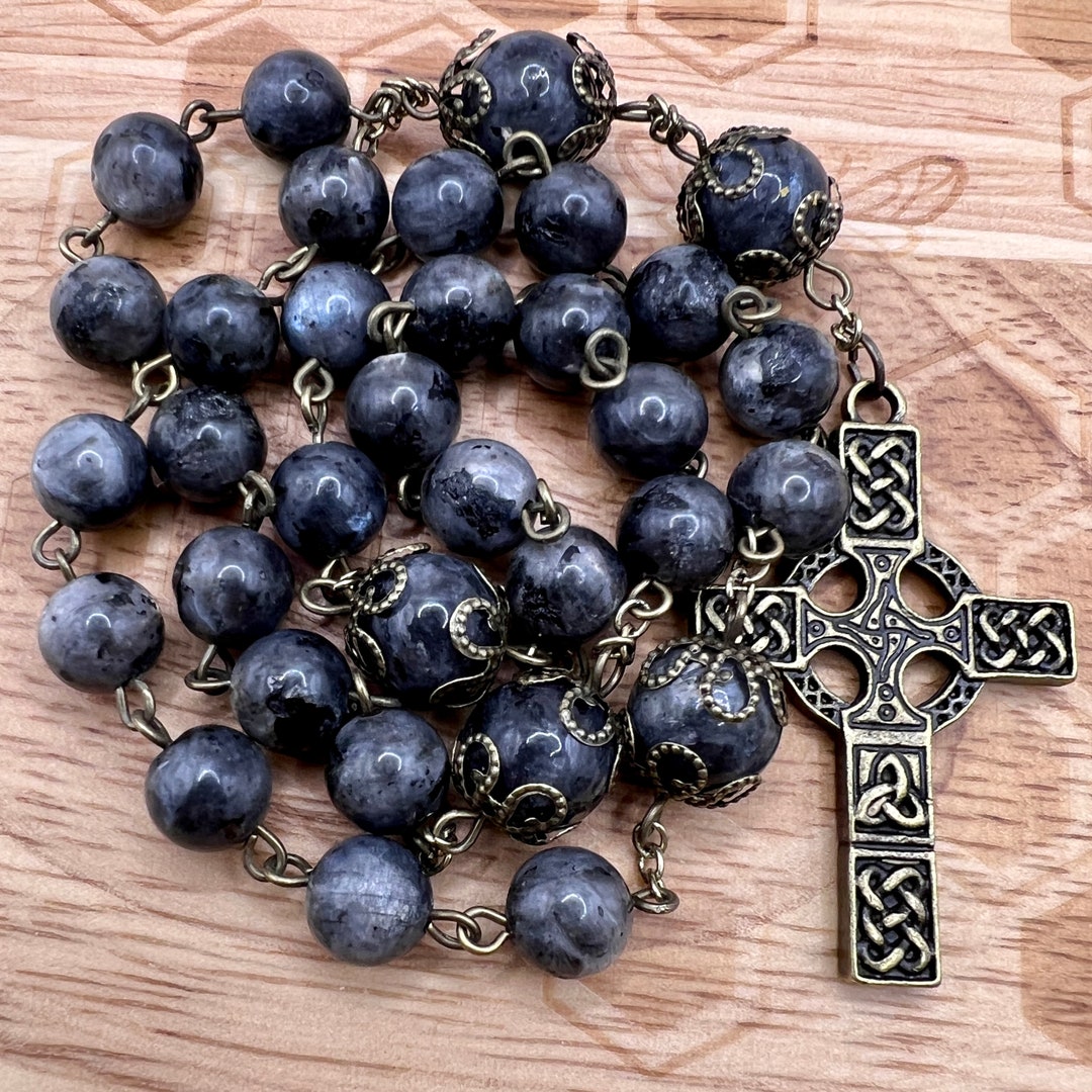 Labradorite Anglican Protestant Christian Rosary Prayer Beads Celtic ...