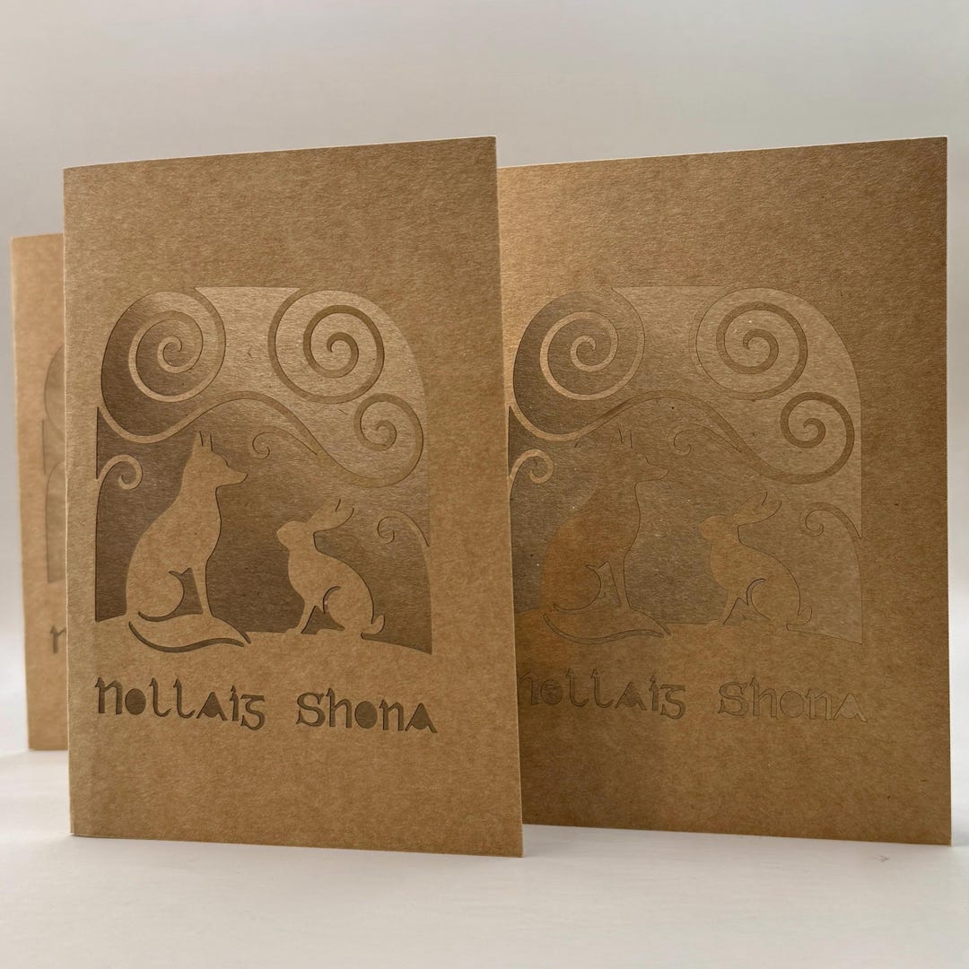 Celtic Christmas Cards: Fox and Hare Cut-out, Handmade Holiday ...