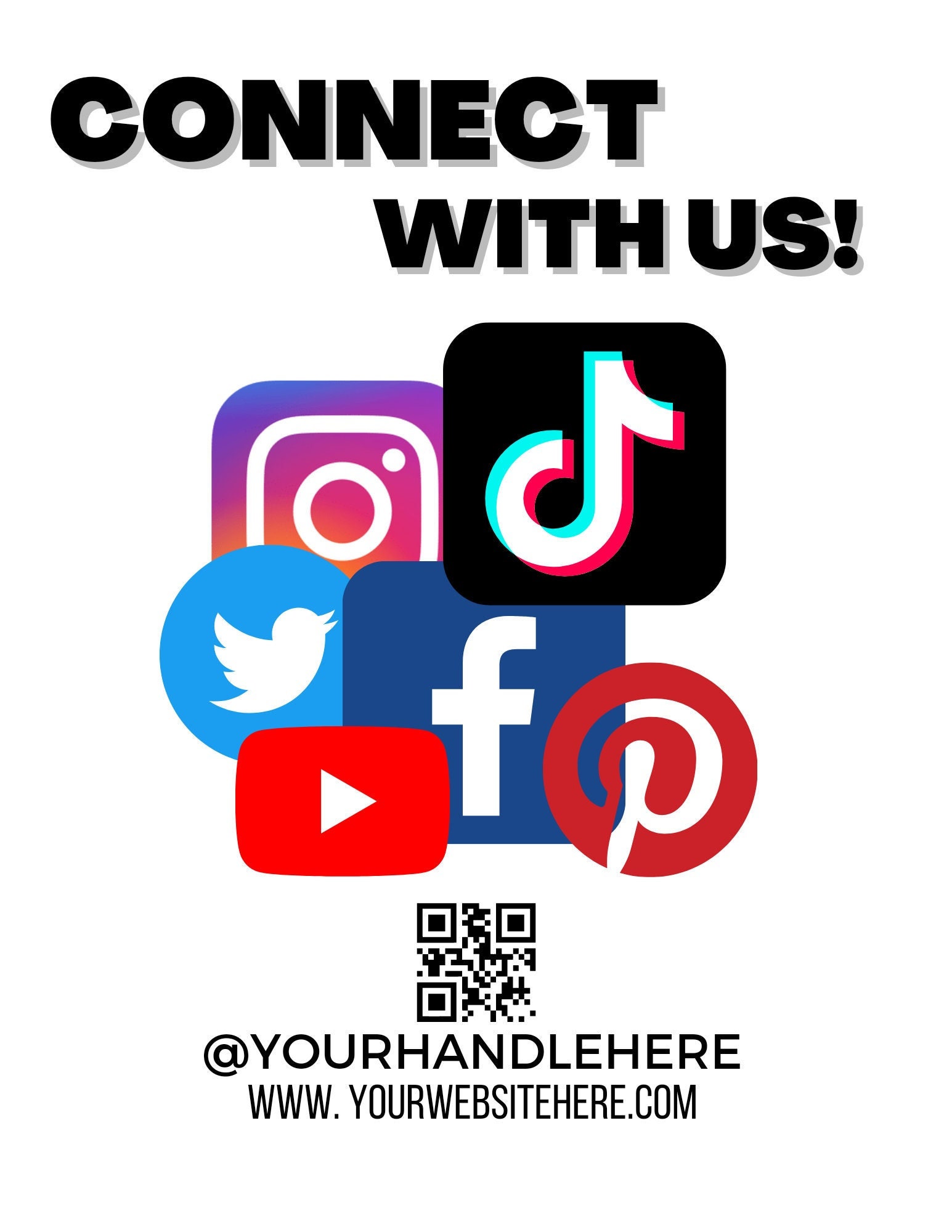 Printable + Customizable Business Flyer / Poster - CONNECT WITH US - Etsy