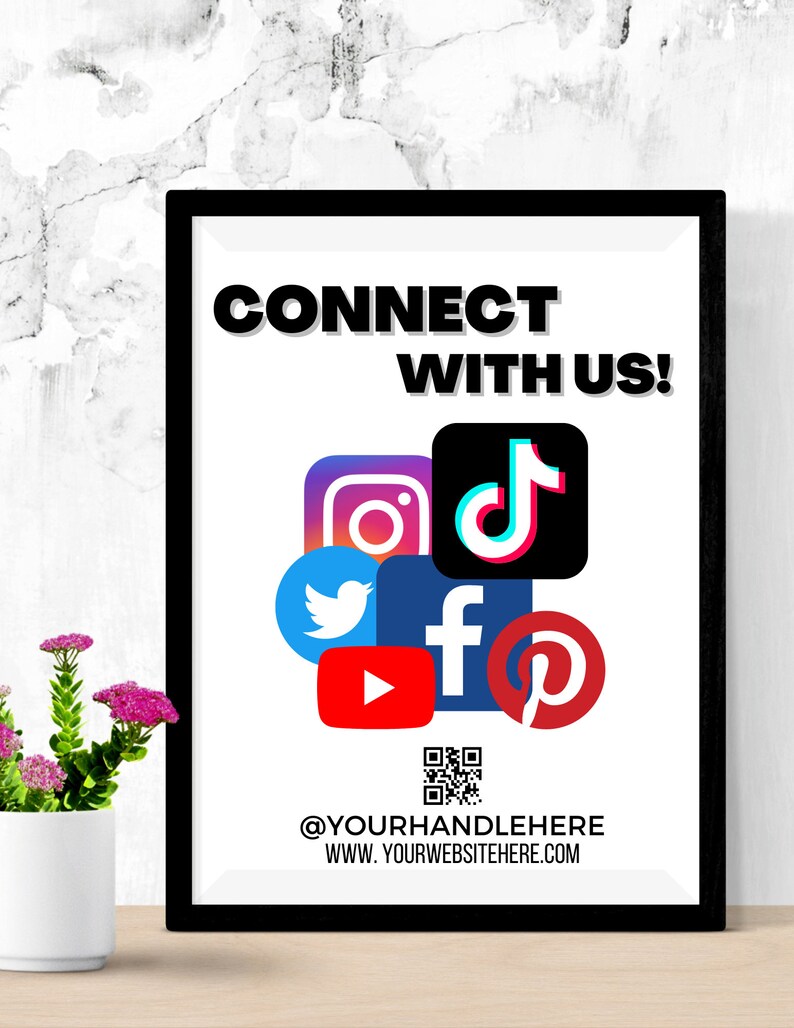 Printable + Customizable Business Flyer / Poster - CONNECT WITH US - Etsy