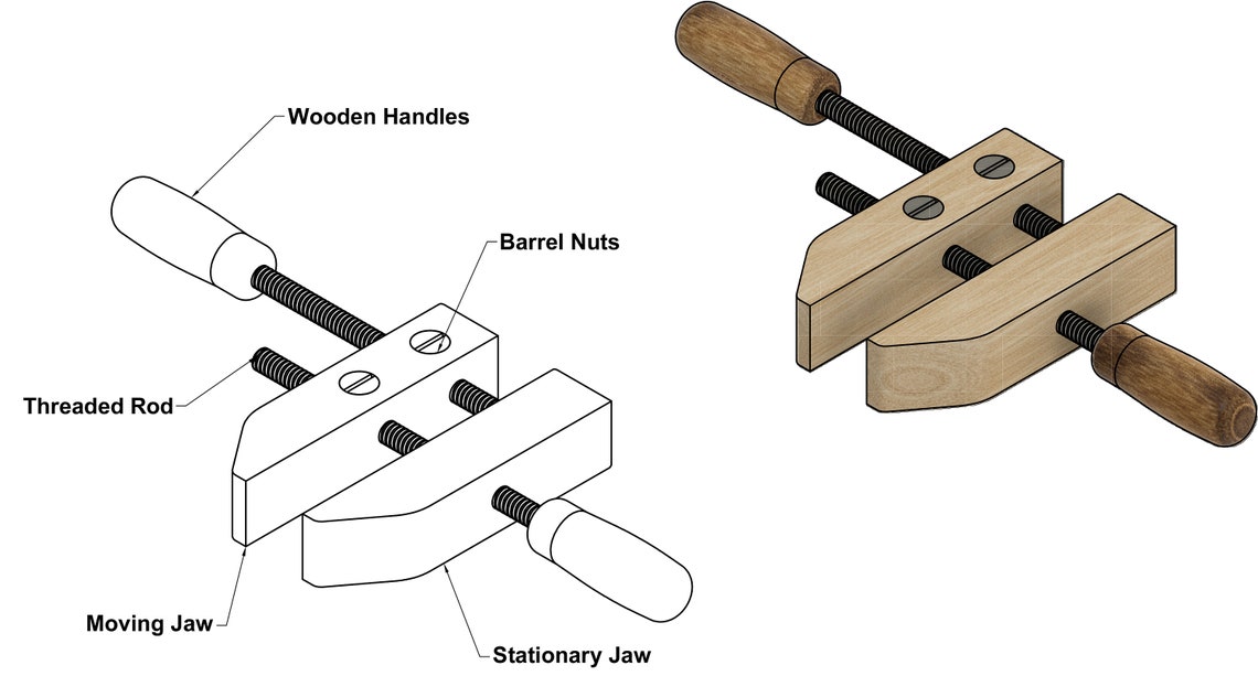 DIY Wooden Clamps Plan _ Woodworking Tools - Etsy