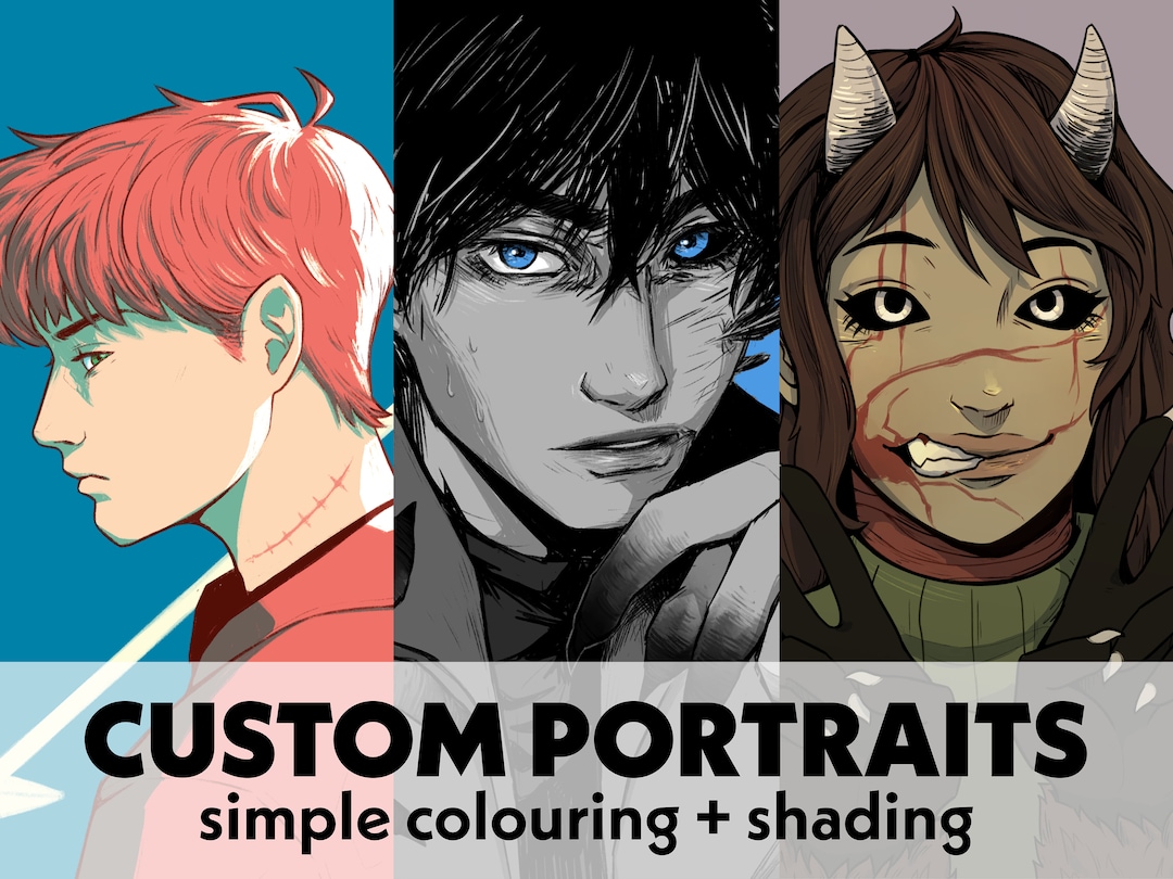 Custom Digital Character Portrait Art Commission simple Colour - Etsy