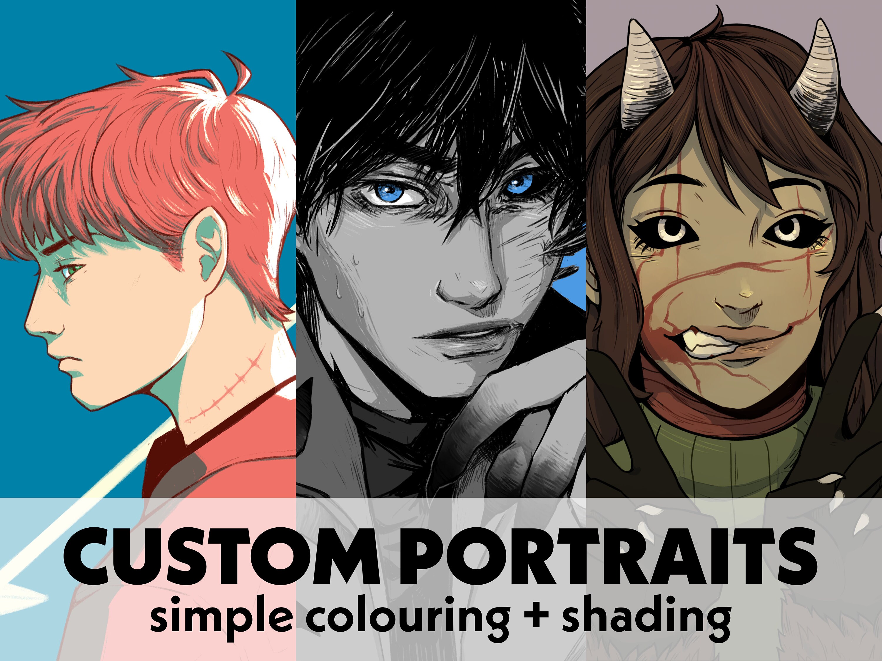 Custom Digital Character Portrait Art Commission simple Colour - Etsy