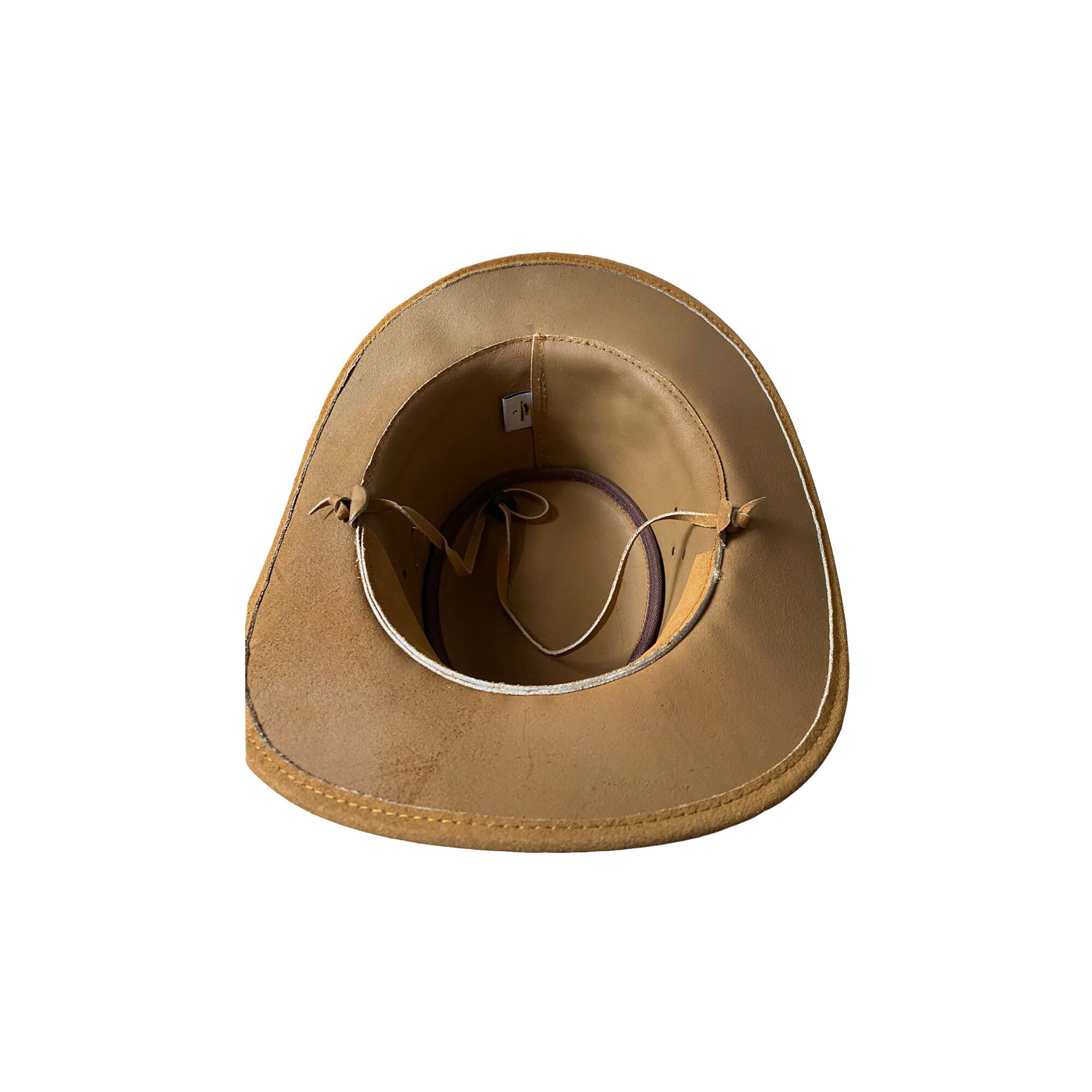 Tan Real Leather Western Australian Style Hat Leather Cowboy Outback ...