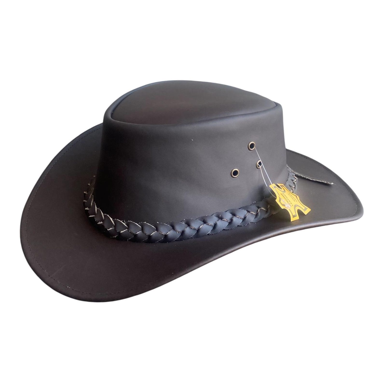 Australian Western Style Real Leather Cowboy Hat Outback Brown 100% ...
