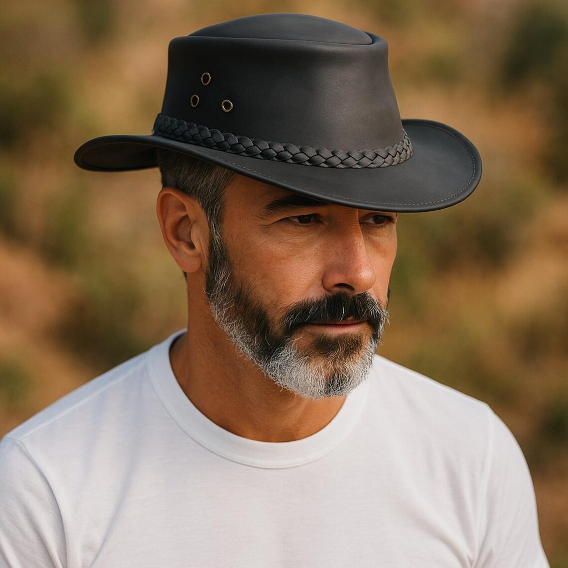 Australian Western Style Real Leather Cowboy Hat Outback Brown 100% ...