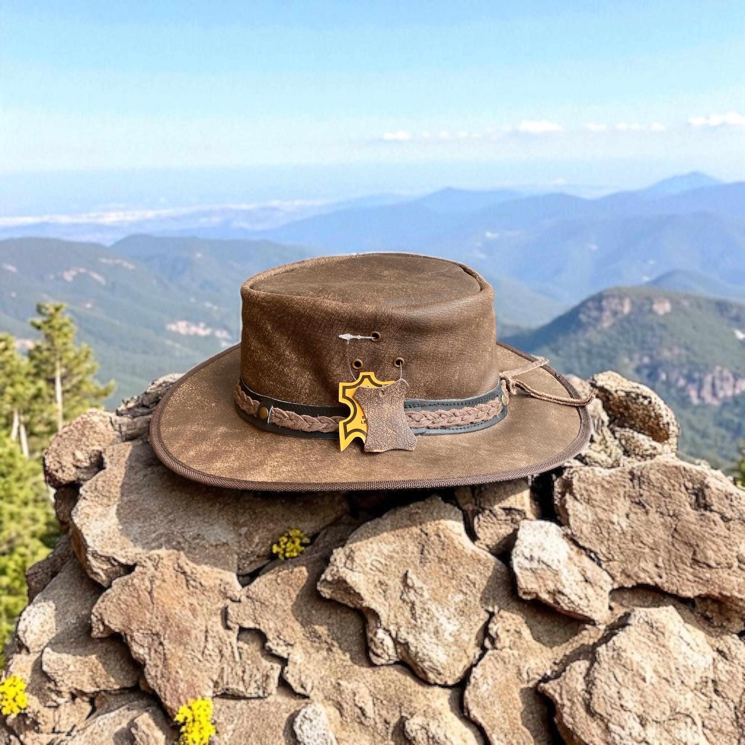 Australian Western Style Leather Hat Cowboy Bush Hats Crushable - Etsy