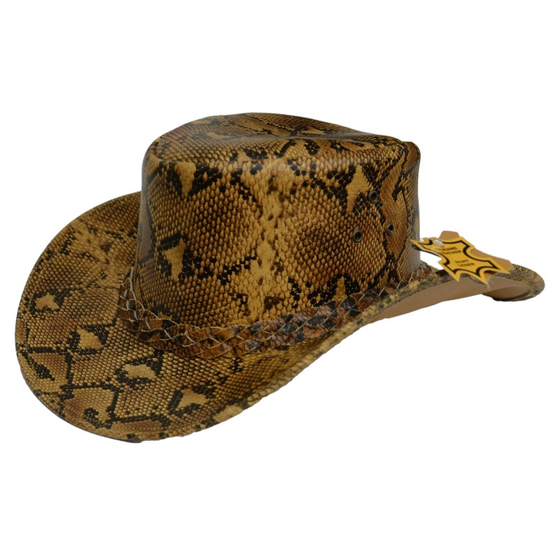 Western Style Leather Unisex Cowboy Outback Real Leather Snake Print ...