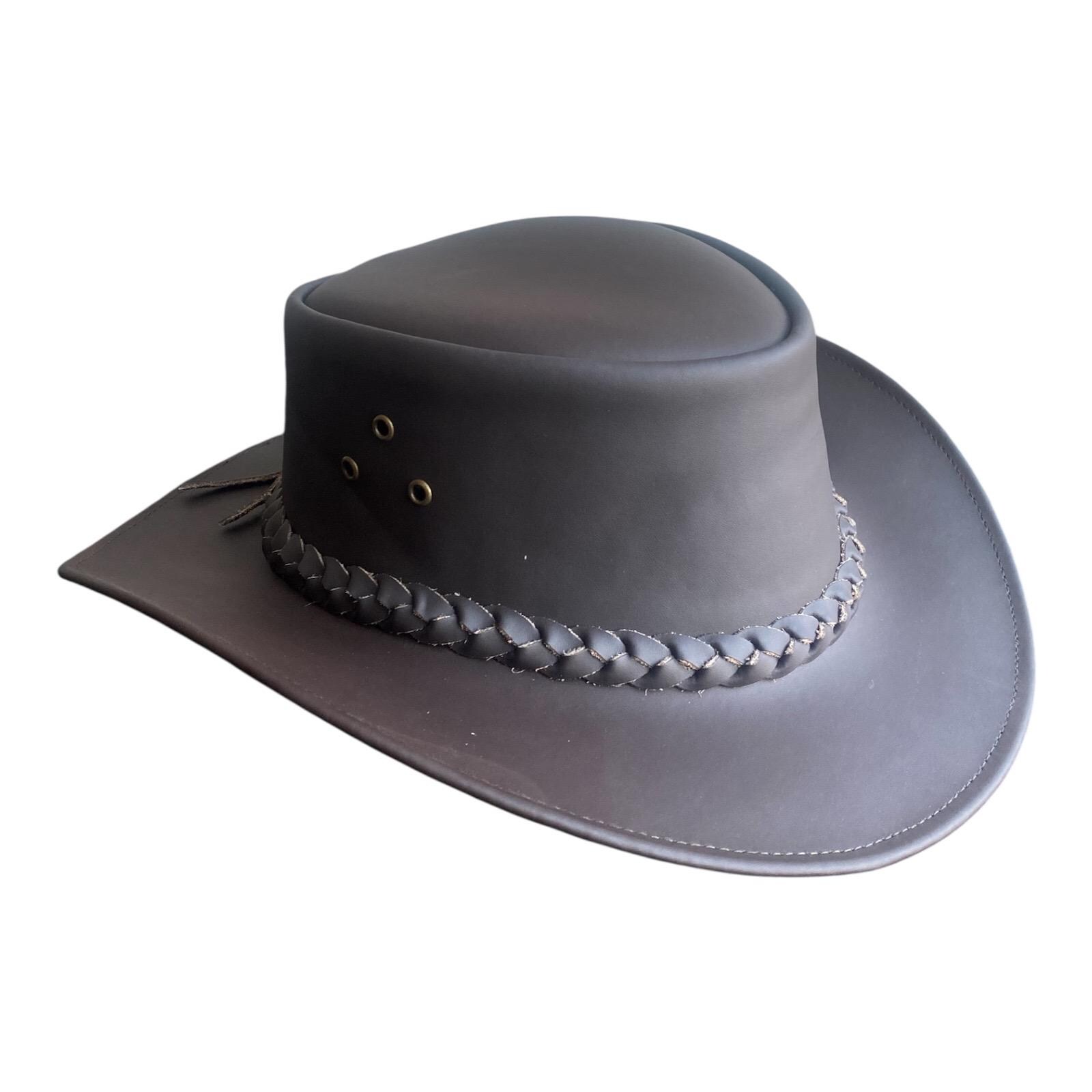 Australian Western Style Real Leather Cowboy Hat Outback Brown 100% ...