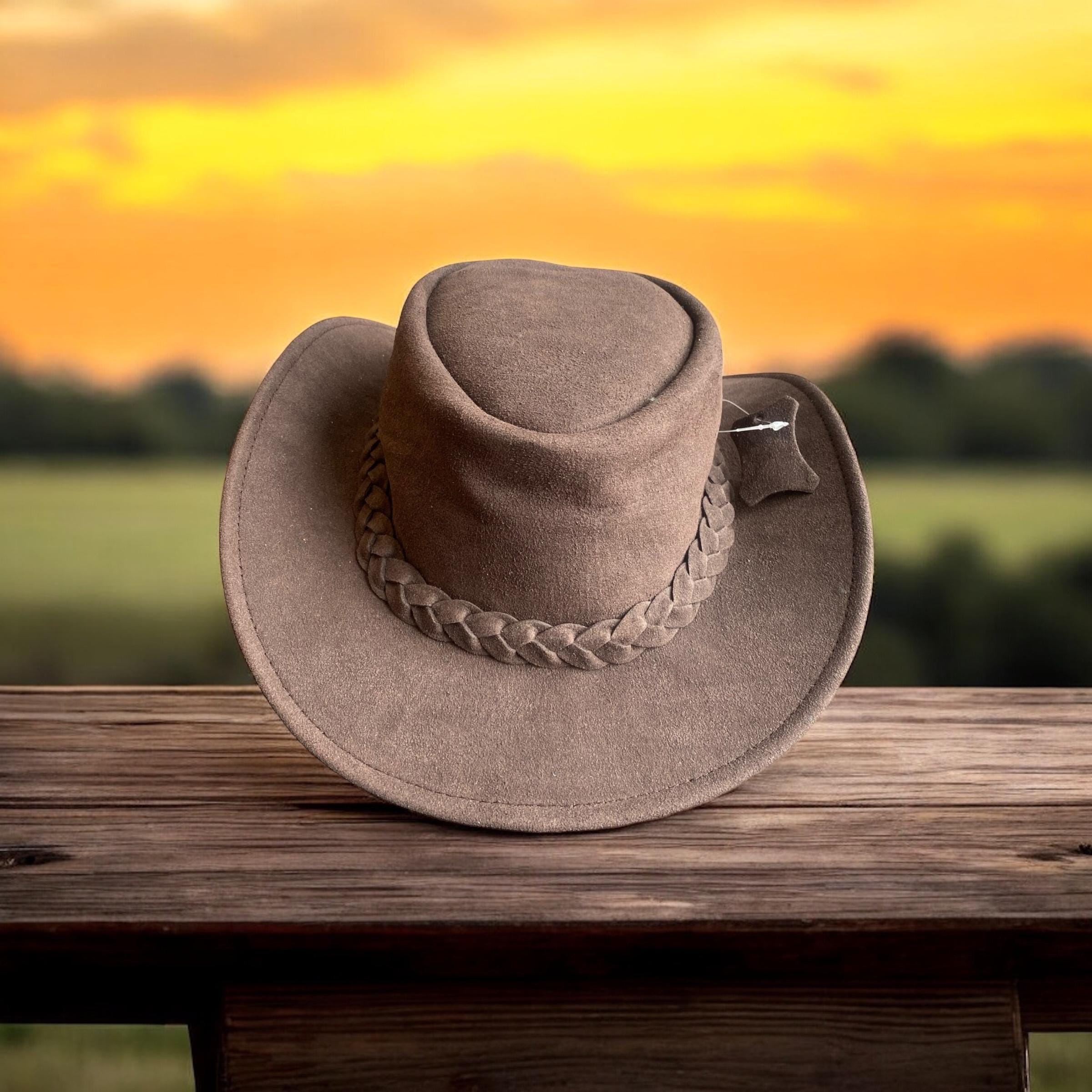 Women Ammar Leather Aussies Western Style Hat Ladies Cowboy Party Bush ...