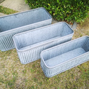 Set of 3 Large Metal Ribbed Trough Planters - Etsy UK