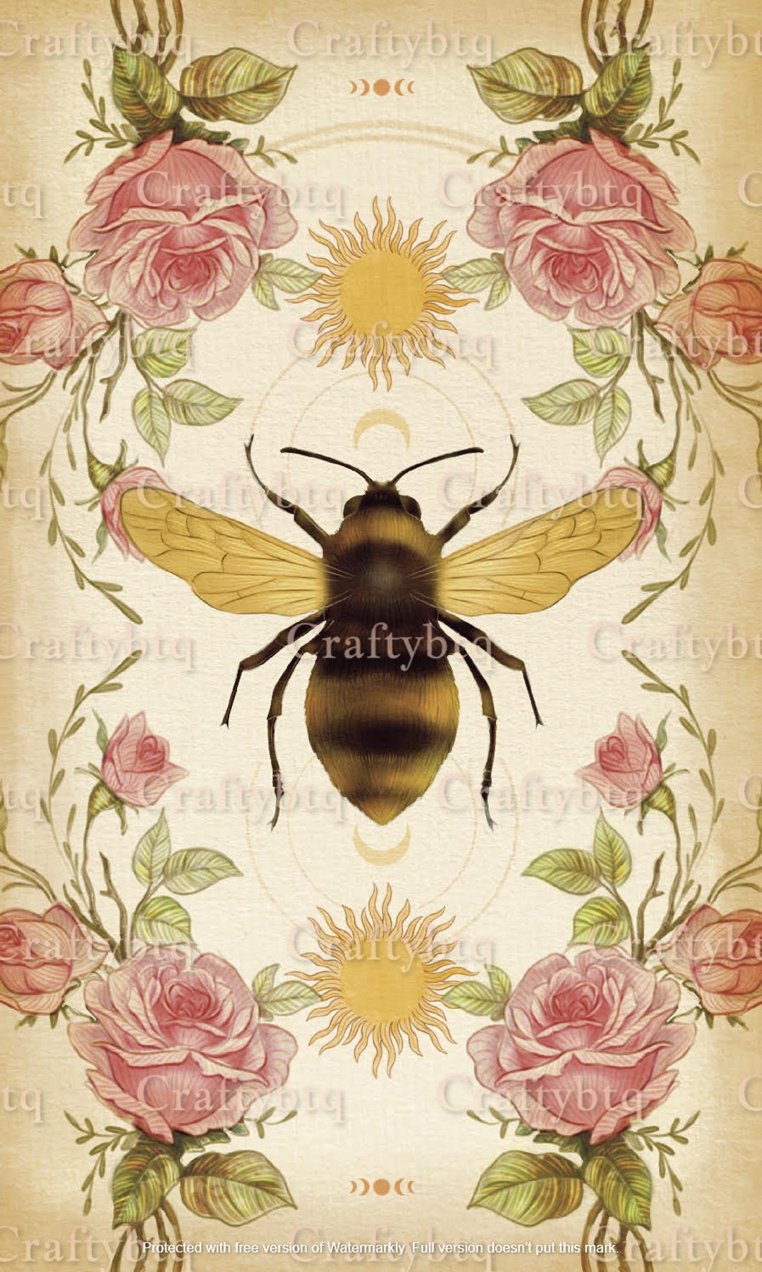 Digital Bee Illustration Tarot Oracle Card Deck Back Cover Illustration ...