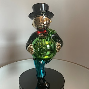 Custom 16” Chrome Monopoly Man Walking Holding Money Statue Sculpture ...