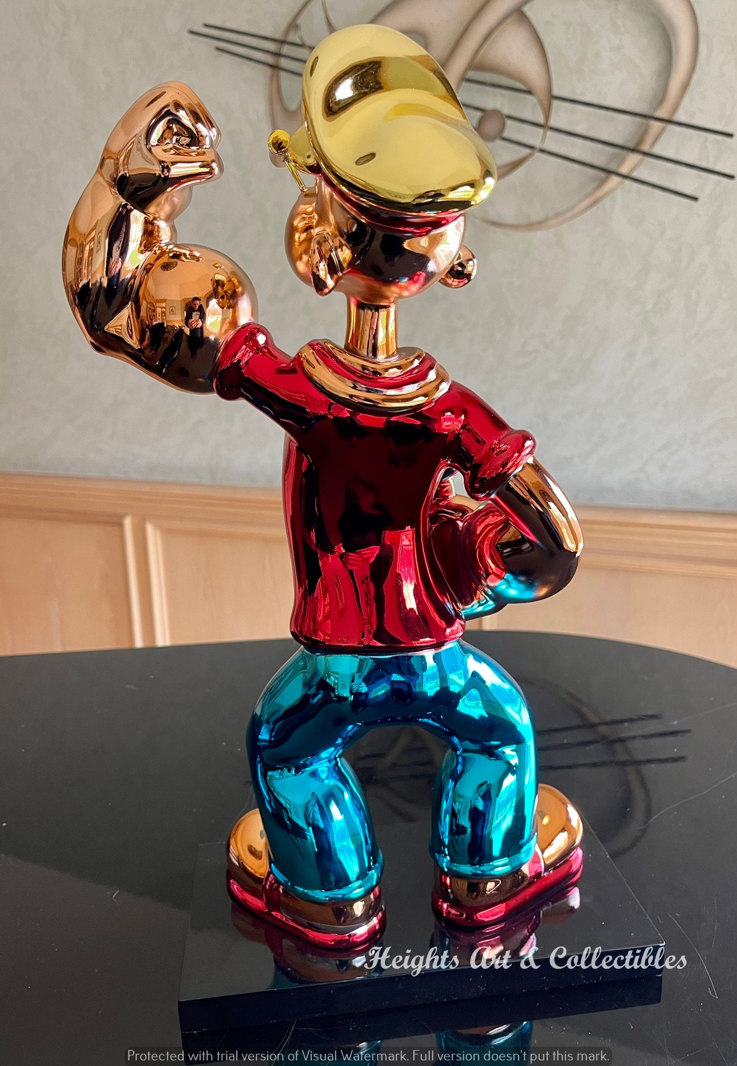 Custom 15” Chrome Red Popeye the Sailor Man Wynn Statue Sculpture Pop ...