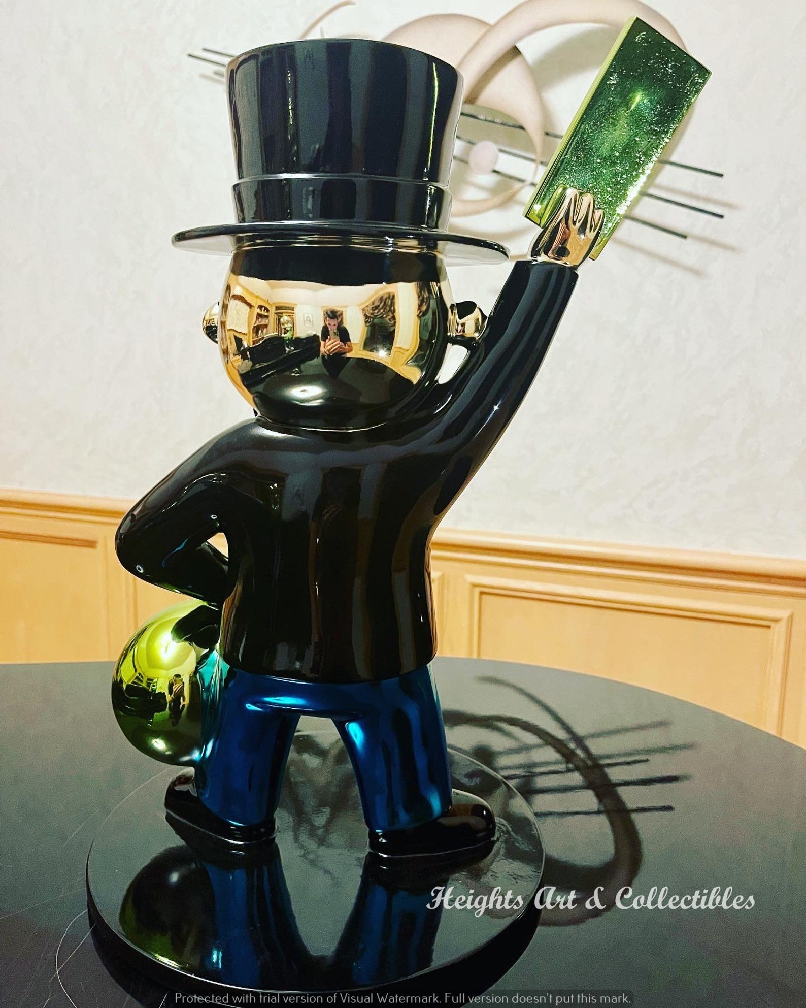 Custom 16” Chrome Monopoly Man Standing Holding Money Statue Sculpture ...